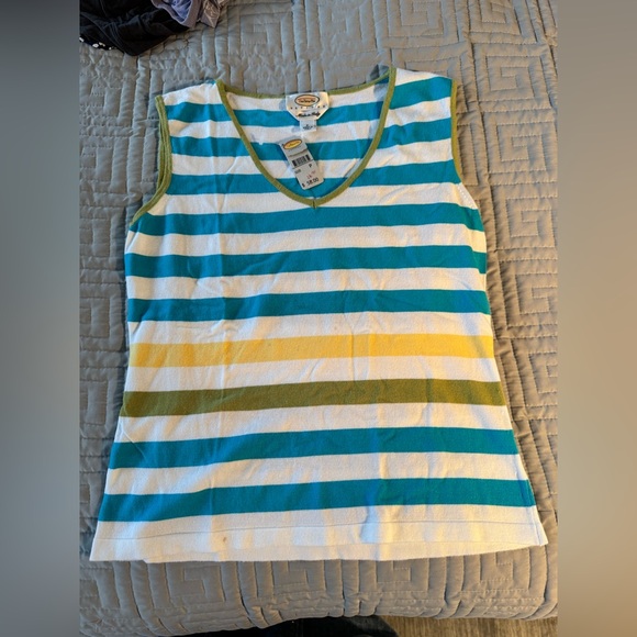 Talbots | Tops | Talbots Striped Tank Top Blue Yellow White | Poshmark